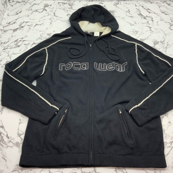 Rocawear | Sweaters | Mens Rocawear Black Off White Hooded Full Zip ...
